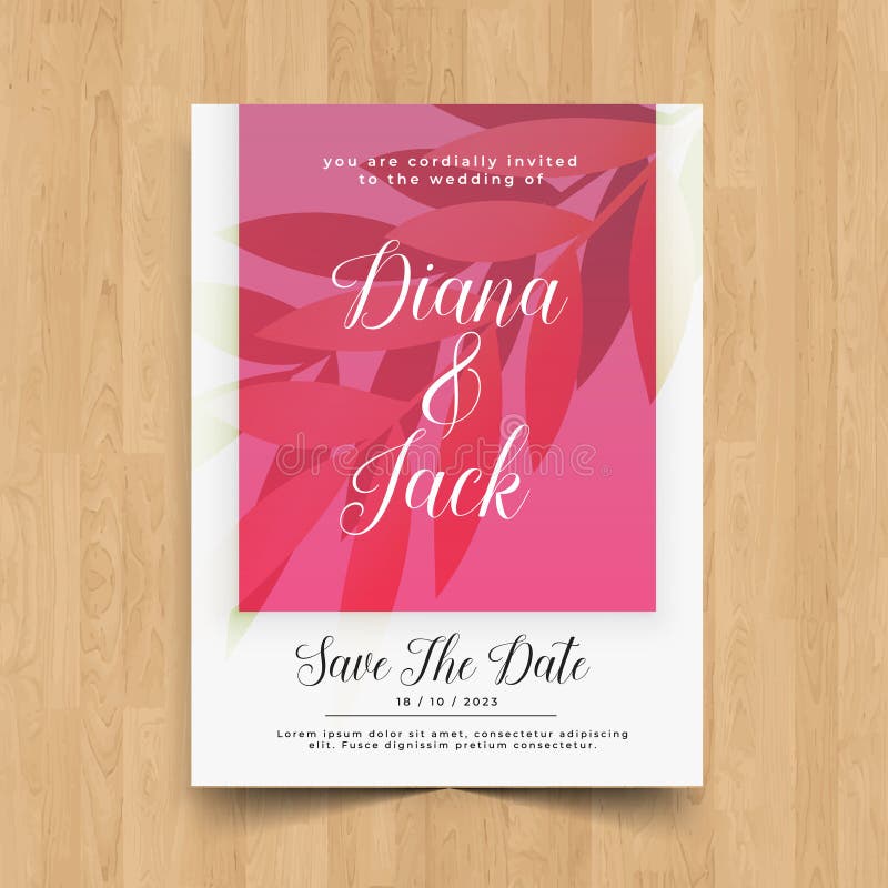 Save the Date Wedding Invitation Card Design with Flower Stock Vector ...