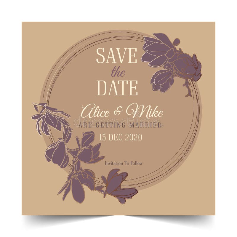 Save the Date Wedding Invitation Card Design with Flower Stock Vector ...