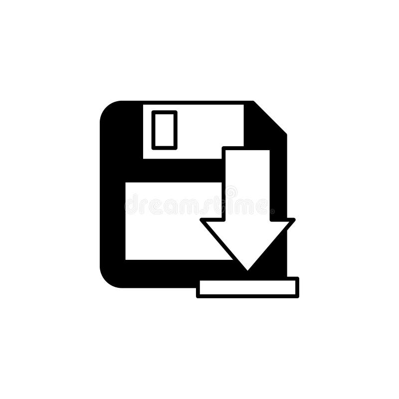 Save the Disk with the Arrow To the Floppy Icon. Simple Glyph, Flat ...