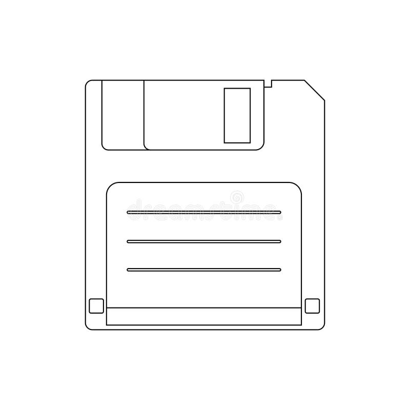Save Disk Outline Illustration Stock Vector - Illustration of digitally ...