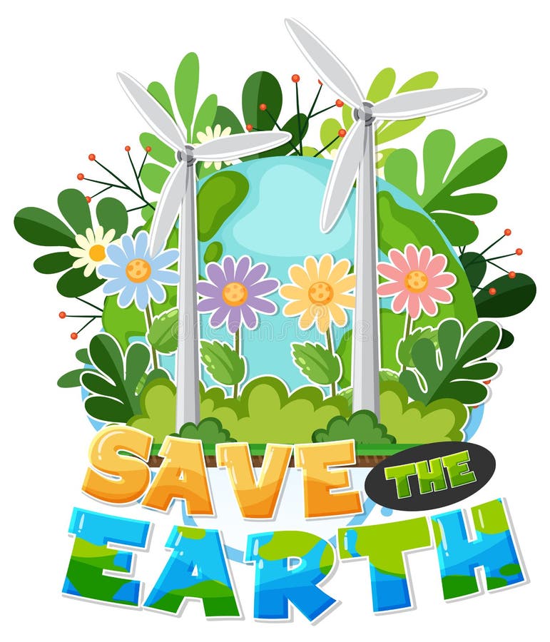 Save the Earth Banner Design Stock Vector - Illustration of color ...
