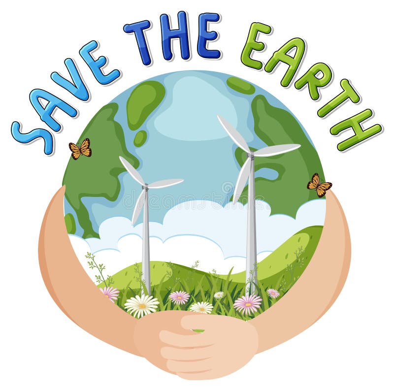 Save the Earth Banner Design Stock Vector - Illustration of save, font ...