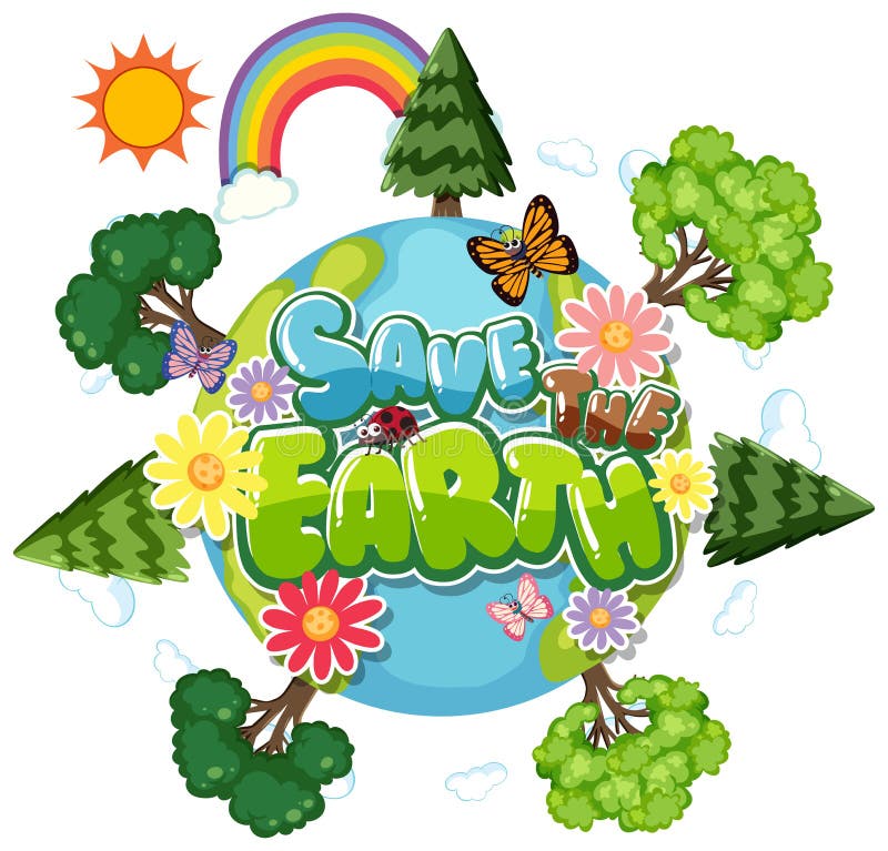 Save the Earth Banner Design Stock Vector - Illustration of cartoon ...