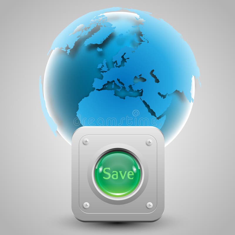 `Save the Earth` Button and the Earth Vector Stock Vector ...