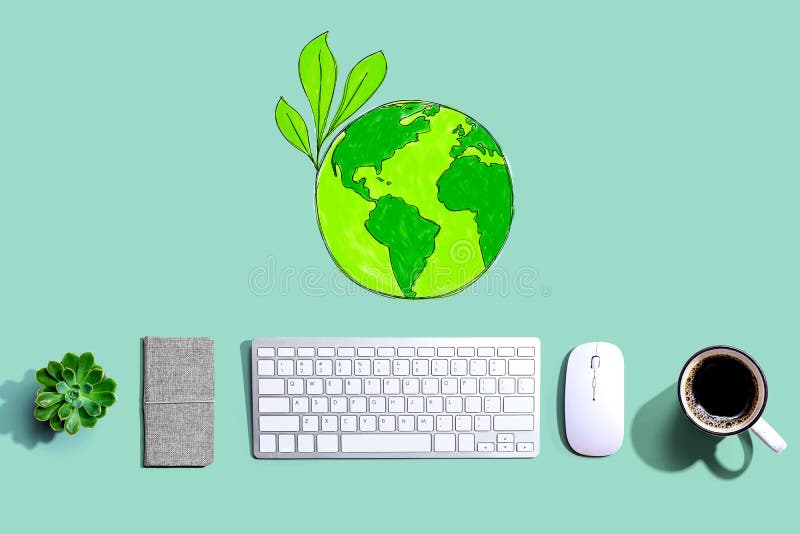 Save Earth Concept with a Computer Keyboard Stock Illustration ...