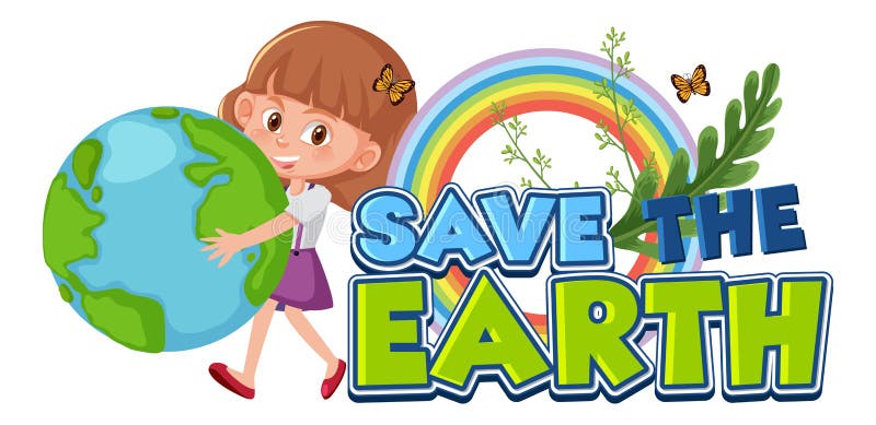 Save the Earth Concept with a Girl Hugging Earth Globe Stock Vector ...