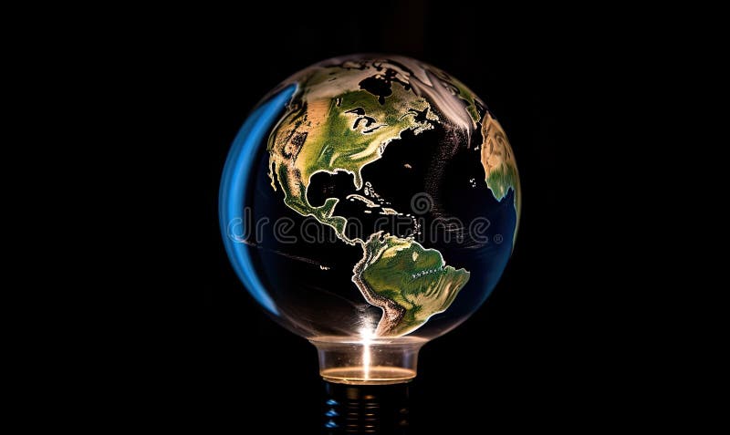Save the Earth Concept Planet Earth Inside a Lightbulb Creating Using ...
