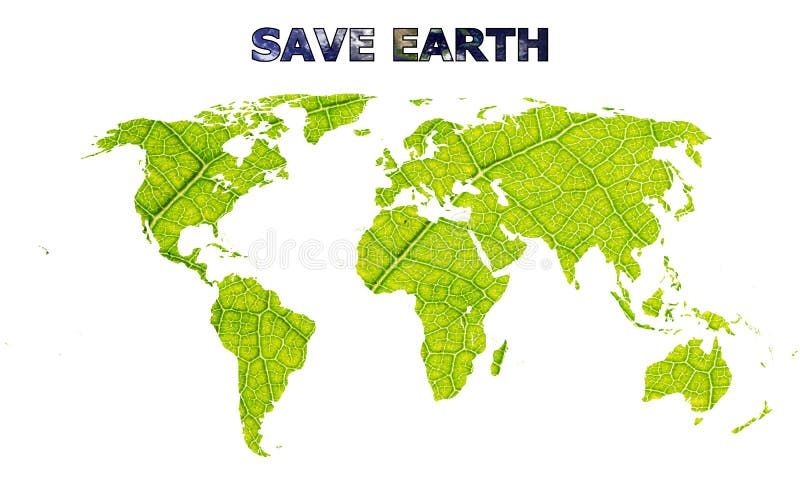 Save Earth Concept with World Map in Green Color. Global Warming ...