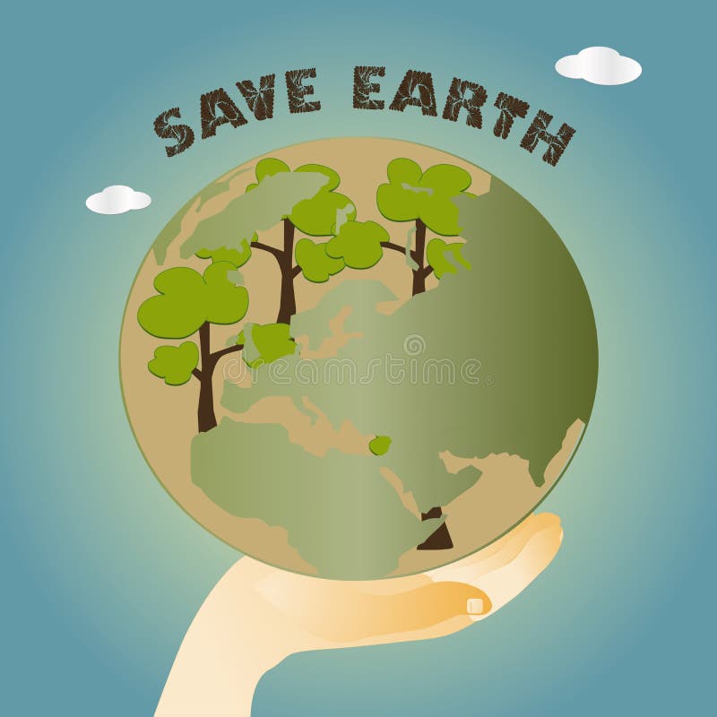 Save Earth Conceptual Vector with the Globe Stock Vector - Illustration ...