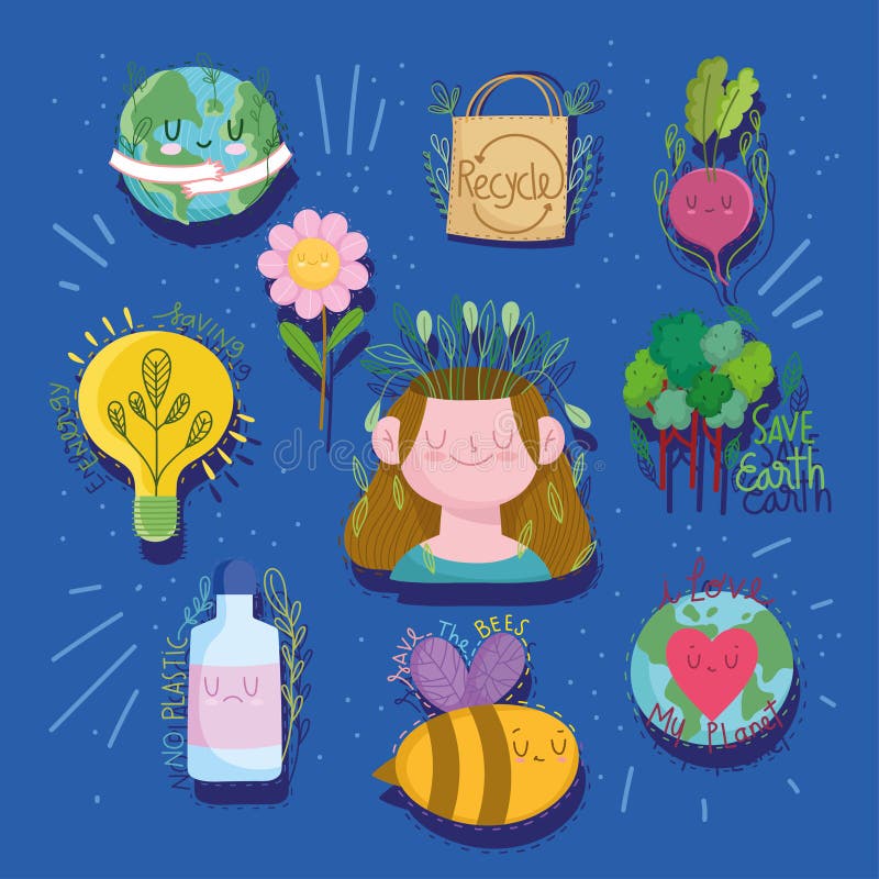 Save earth eco and recycle stock vector. Illustration of vector - 226089240