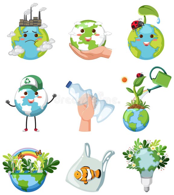 Save the Earth Elements Set Stock Vector - Illustration of earth, pollution: 268804306