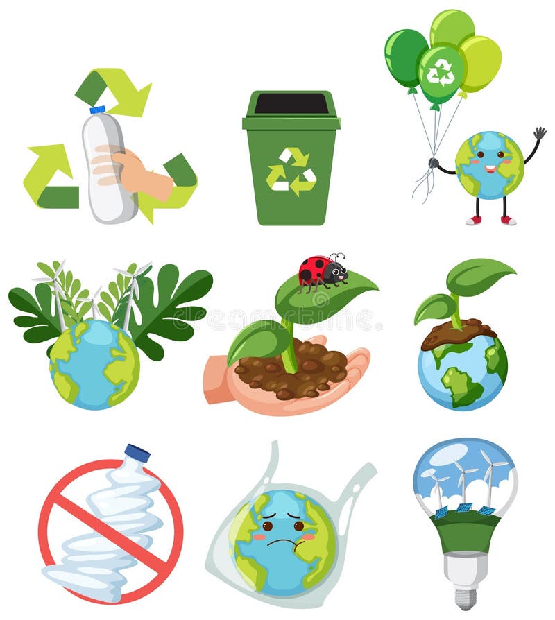 Save the Earth Elements Set Stock Vector - Illustration of reuse ...