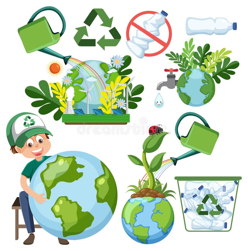 Save the Earth Graphics and Icons Collection Stock Vector ...