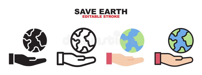 Save Earth Icon Set with Different Styles Stock Vector - Illustration ...