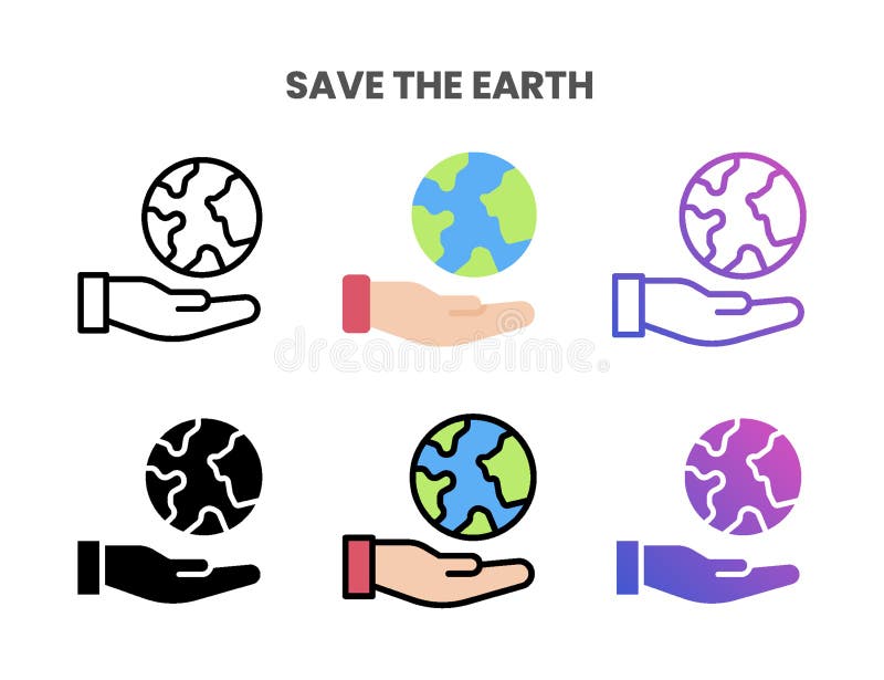 Save the Earth Icons Set with Different Styles. Stock Vector ...