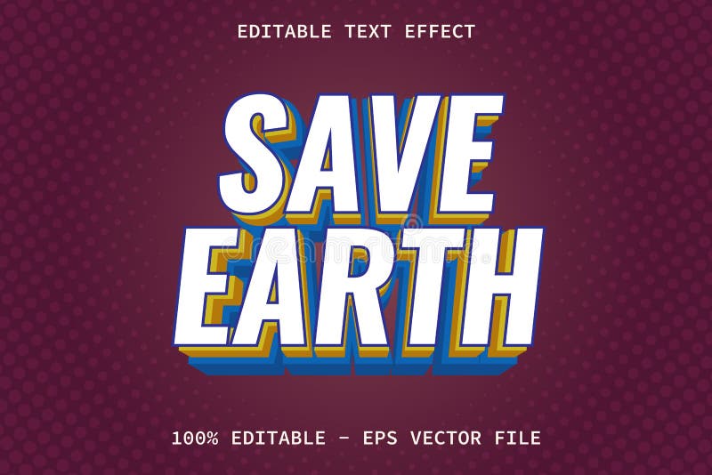 Save Earth with Modern Style Editable Text Effect Stock Vector ...