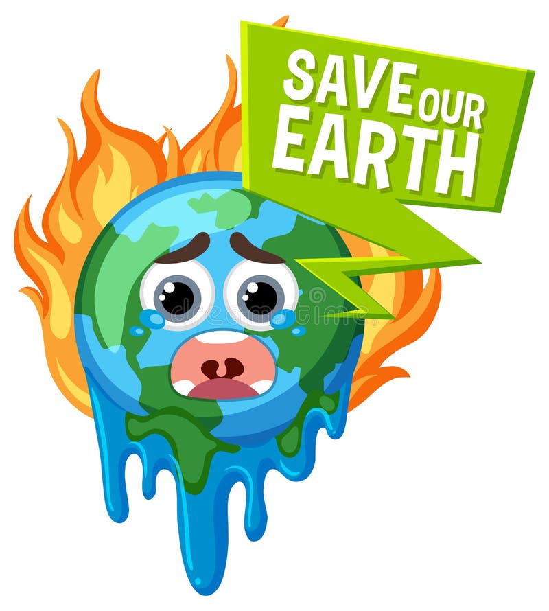 Save the Earth Text with a Happy Earth Character Stock Vector ...