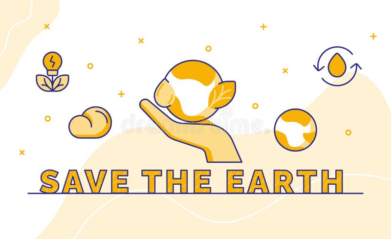 Save the Earth Typography Calligraphy Word Art with Outline Style Stock ...