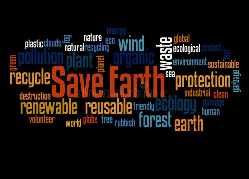 Save Earth Word Cloud Concept 3 Stock Illustration - Illustration of ...