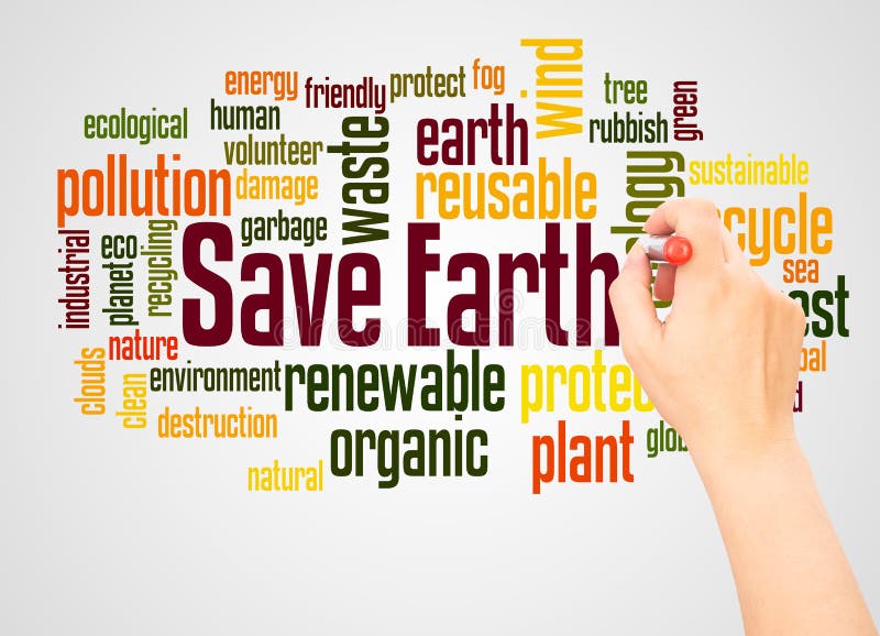 Save Earth Word Hand Sphere Cloud Concept Stock Illustration ...