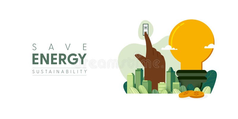 Save Energy Concept. Hand Turn Off Switch for Energy Saving Stock ...