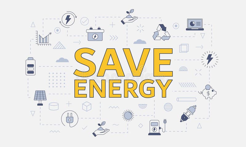 Energy Concept with Icon Set with Big Word or Text on Center Stock ...