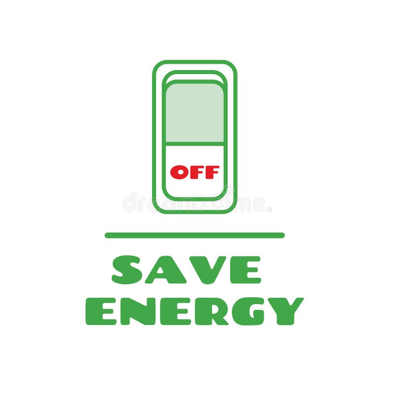 Save Energy Concept. Switch Off Electric Button Stock Vector ...