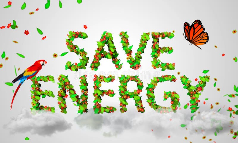 Save Energy Leaves Particles 3D Stock Illustration - Illustration of ...