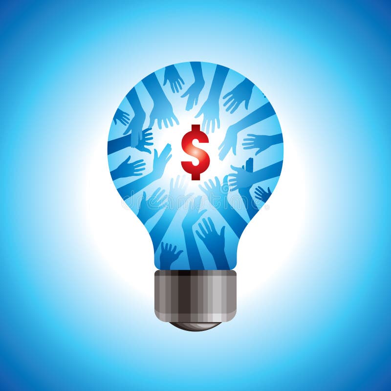 Illuminated Money Saving Energy Bulb Stock Illustration - Illustration ...