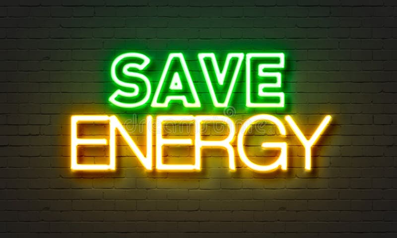 Energy Neon. Sign of Lightning Bolt, Thunder and Electricity Stock ...