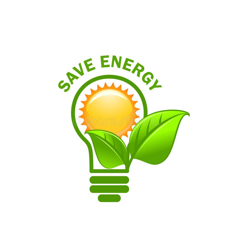 Green Leaf Sung and Lamp Save Energy Vector Icon Stock Vector ...