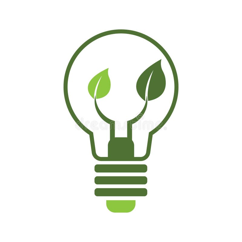 Save Energy Symbol. Energy Icon with Green Leaf. Eco Friendly ...