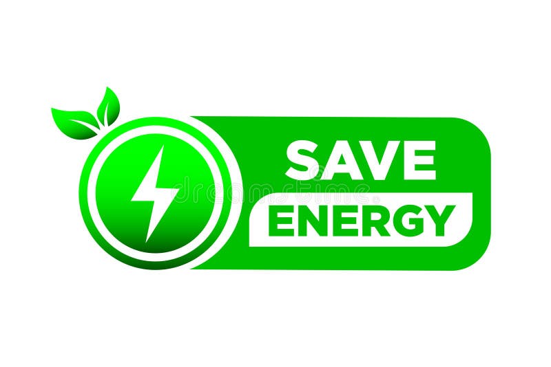 Save Energy Symbol. Energy Icon with Green Leaf Stock Vector ...