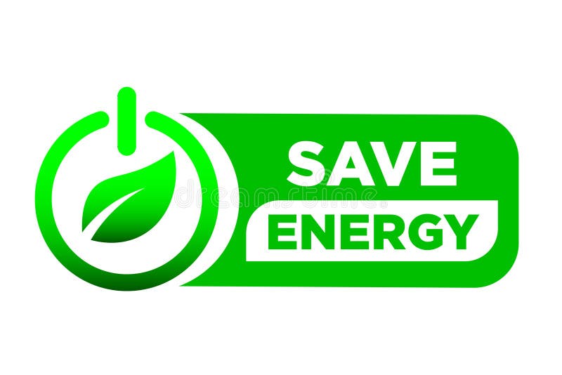 Save Energy Symbol. Energy Icon with Green Leaf Stock Vector ...