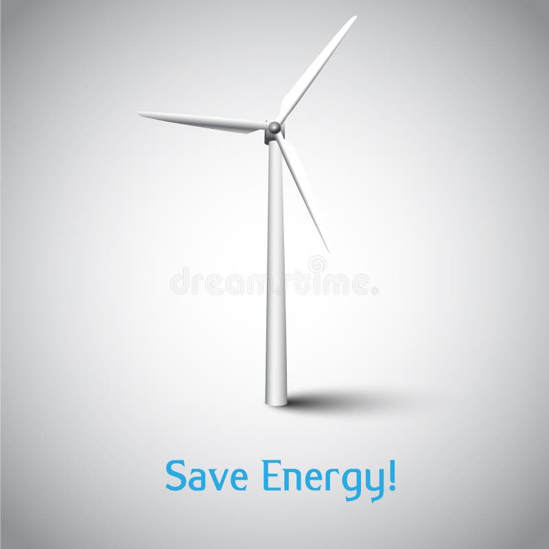 Save Energy! Vector Illustration with Wind Turbine and Grass Stock ...