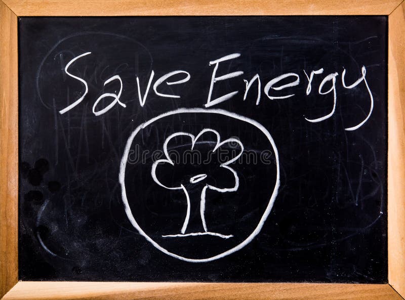 Save Energy Word on Black Board Stock Photo - Image of sign, word: 72524510
