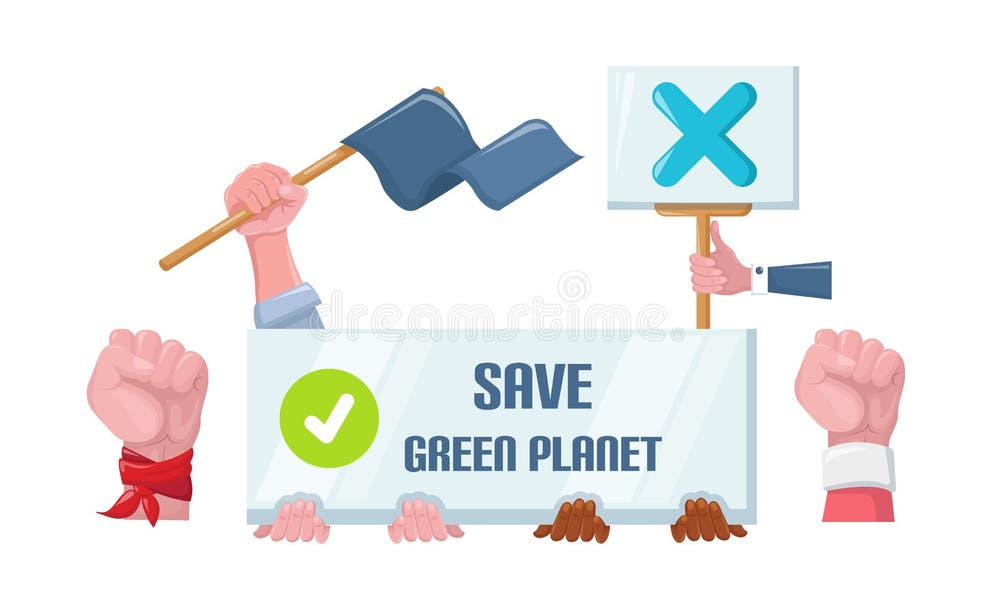 Save Environment in Earth Day. Protests People with Programs Posters ...