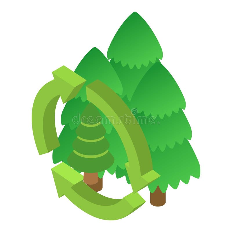 Save Environment Icon Isometric Vector. Coniferous Forest in Recycling ...