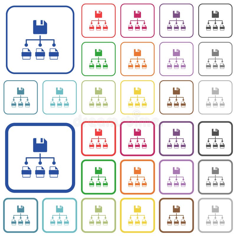 Save File As Multiple Format Outlined Flat Color Icons Stock Vector ...