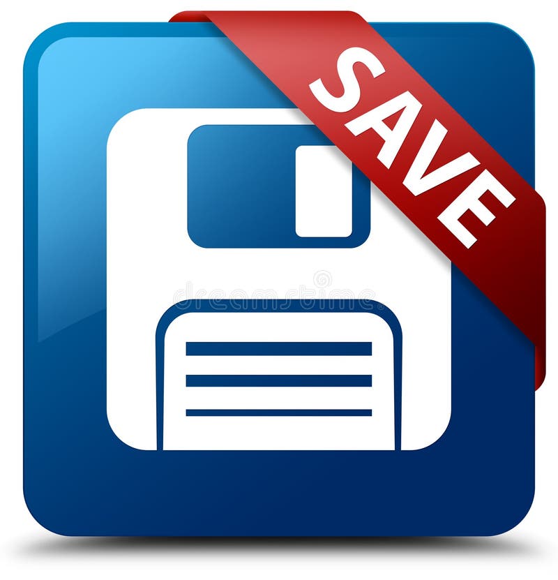 Save (floppy Disk Icon) Blue Square Button Red Ribbon in Corner Stock ... Save (floppy Disk Icon) Blue Square Button Red Ribbon in Corner Stock ...