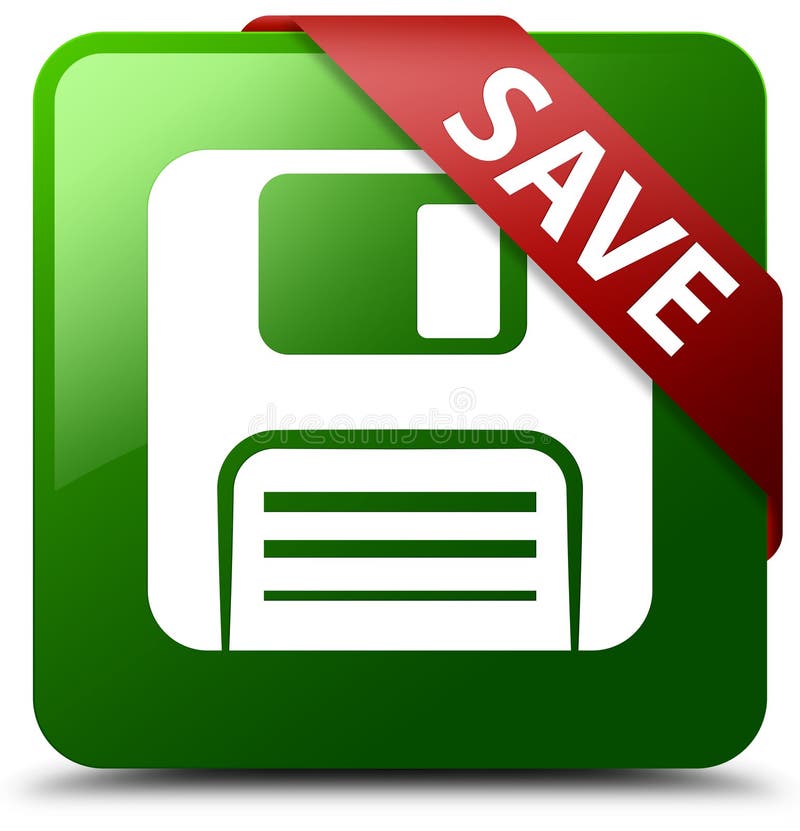 Save Floppy Disk Icon Green Square Button Stock Illustration ...