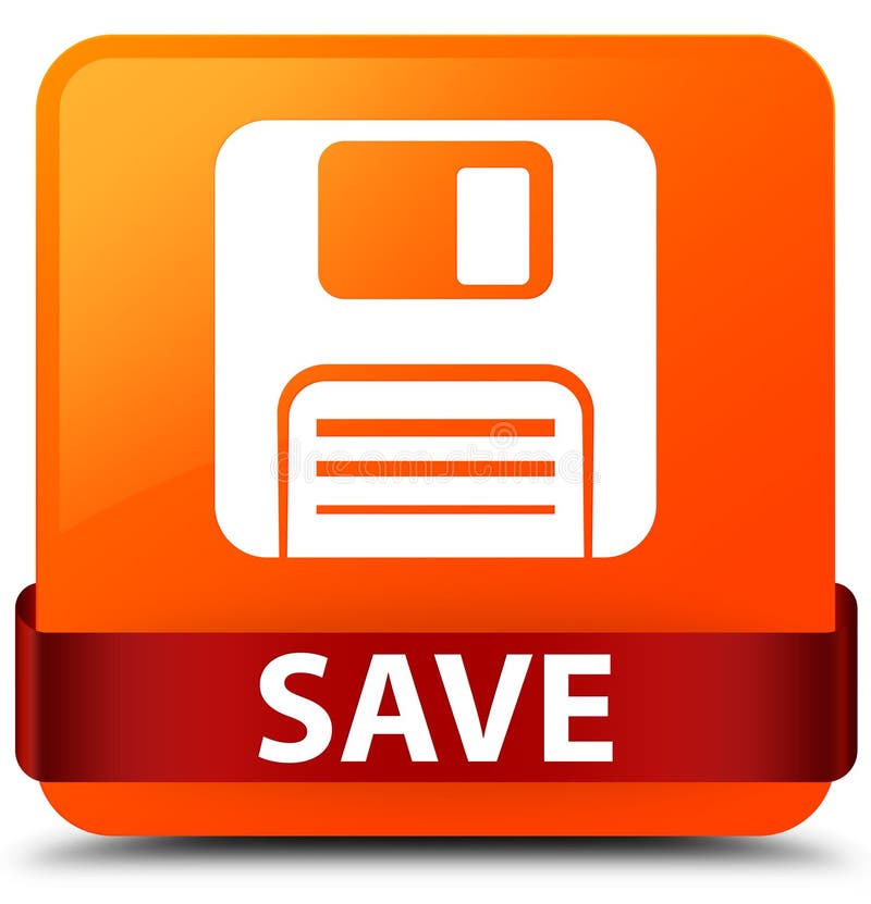 Save (floppy Disk Icon) Orange Square Button Red Ribbon in Middle Stock ...