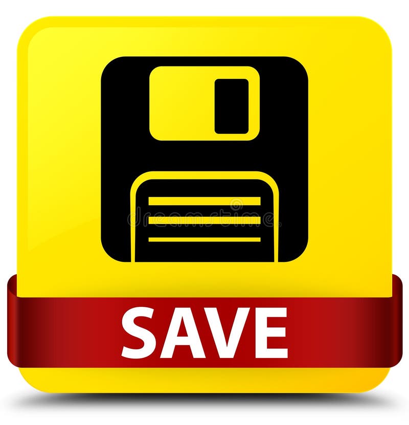 Save (floppy Disk Icon) Yellow Square Button Red Ribbon in Middle Stock ... Save (floppy Disk Icon) Yellow Square Button Red Ribbon in Middle Stock ...