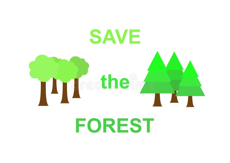 Save the Forest Concept, Green Trees Isolated on White Stock ...