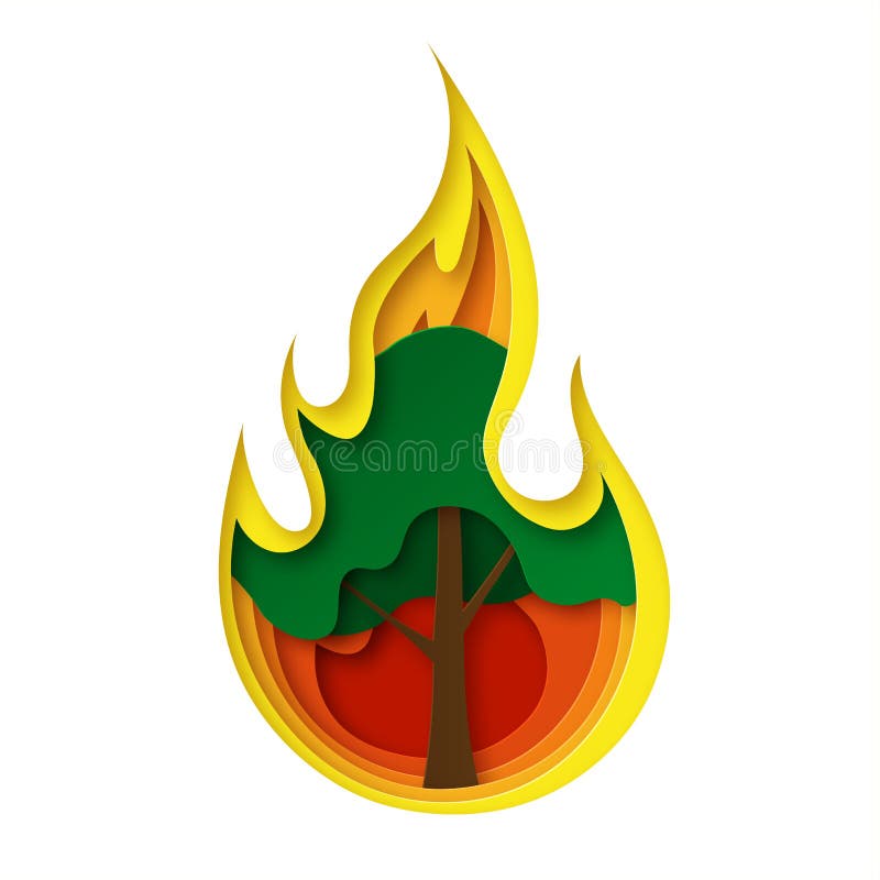 Save the Forest. Let`s Save Nature. Multilayer Forest Fire, a Tree on ...