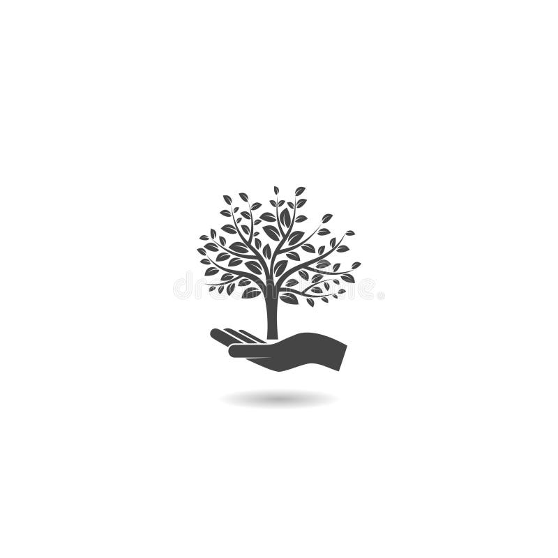 Save Forest Sign Icon. Hand Holds Tree Icon with Shadow Stock Vector ...