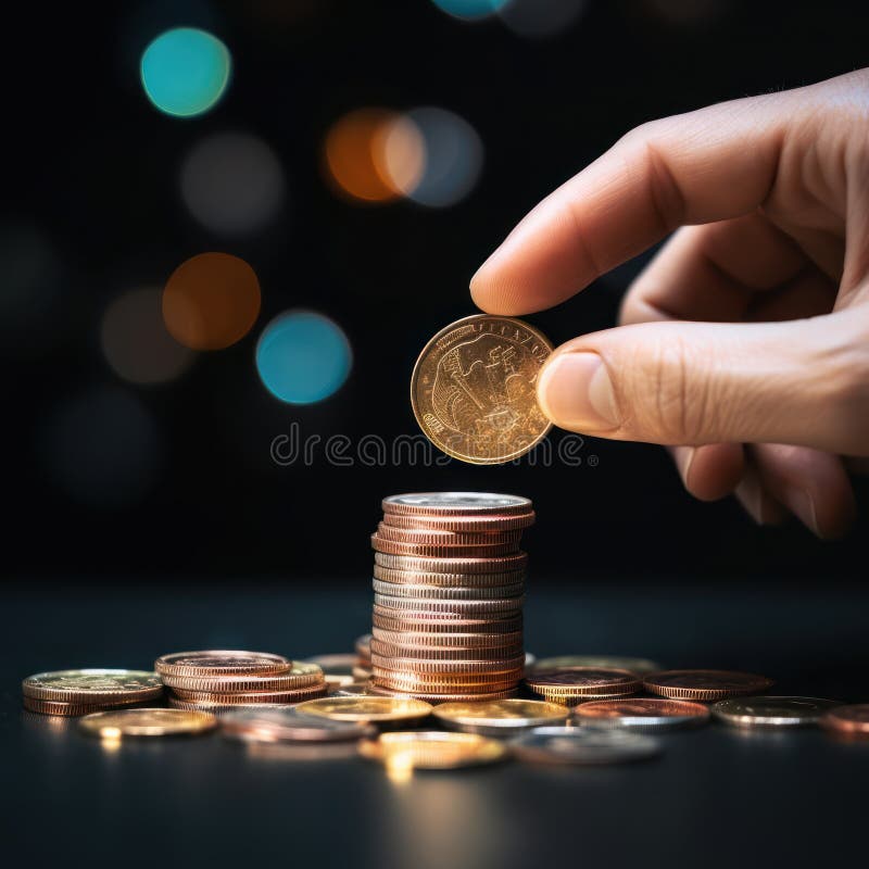 Save for the Future - Close-Up of Hand with Coin,ai Generated Stock ...
