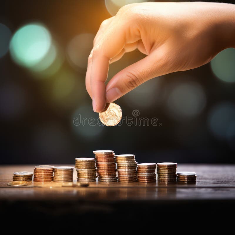 Save for the Future - Close-Up of Hand with Coin,ai Generated Stock ...