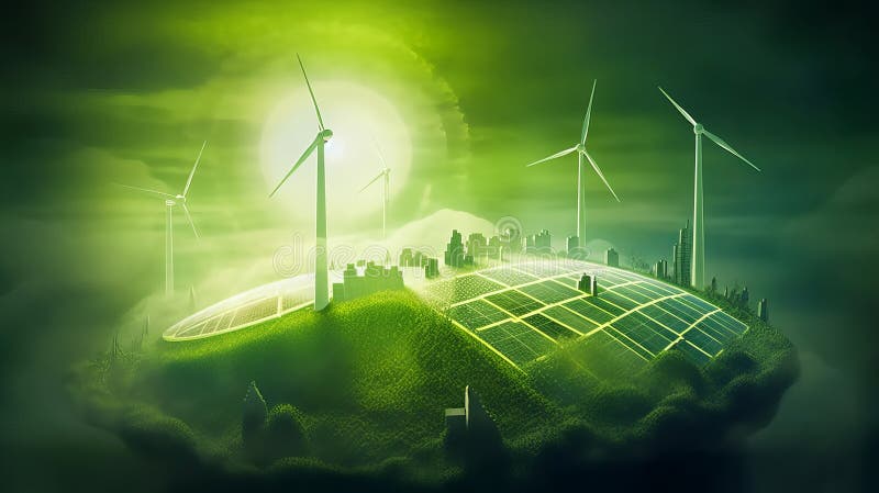 Save the Green Planet Concept with Fresh Geen Feailds and Power Plants ...