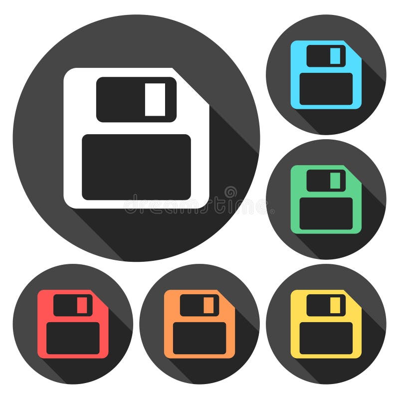 Save Icons set, disk icon stock vector. Illustration of color - 125695742